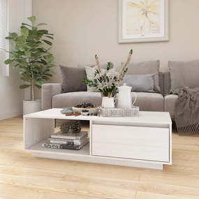 Konferenční stolek bílý 110 x 50 x 33,5 cm masivní borové dřevo - Default Title