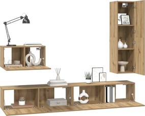 vidaXL 4dílný set TV skříněk kompozitní dřevo [3393329] Barva: dub sonoma