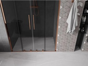 Mexen Velar Duo, posuvné sprchové dveře do otvoru 160 cm, 8mm šedé sklo, růžové zlato, 871-160-000-42-60