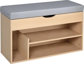 HOMCOM Botníková Lavice s Úložným Prostorem 2 Patra s Pohodlným Polstrováním Béžová Šedá