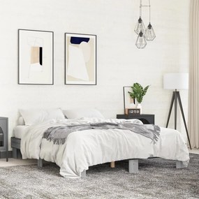 Rám postele šedý sonoma 150 x 200 cm kompozitní dřevo a kov 3280235