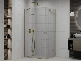 Mexen Roma Duo, sprchový kout 100 (dveře) x 90 (dveře) cm, 6mm čiré sklo, zlatý profil, 854-100-090-50-00-02