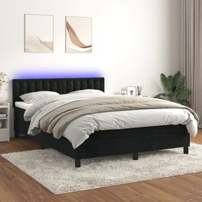 Box spring postel s matrací a LED černá 140x190 cm samet,  3134641 HangarStore.cz