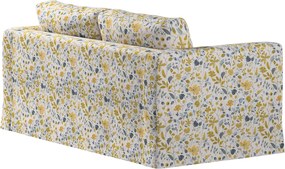 Potah na pohovku IKEA  Karlstad 2-místná , nerozkládací, dlouhý barva žlutá látka pletený vzor, vzorované