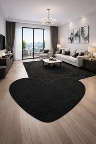Vopi, Kusový koberec Eton černý srdce, 100x120 srdce, černá