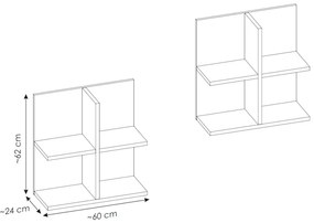 Nástěnný panel 2 ks Romy, šedá/dub