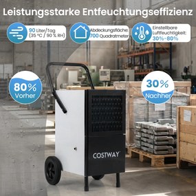 Costway Komerční odvlhčovač 60 L/den odvlhčovač pro 200 m² pokojový sušák