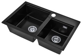 Gamma Modern 8020, 2-komorový granitový dřez 795x495x210 mm, černá, GMA-ZLE000026
