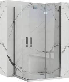 Rea Molier Double, sprchový kout se skládacími dveřmi 90(dveře) x 90(dveře), 6mm čiré sklo, chromový profil, KPL-K6372