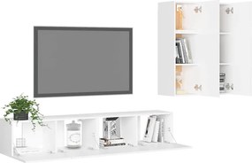 4dílný set TV skříněk bílý kompozitní dřevo 3078686