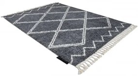 koberec BERBER ASILA B5970, šedo bílý střapce, Maroko Shaggy velikost 140x190 cm | krásné koberce cz
