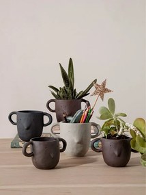ferm LIVING Keramický obal na květináč Mus Plant Pot Large, hnědá barva, keramika