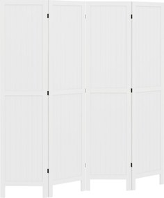 HOMCOM Dřevěné Předěly do Interiéru Skládací 4 Panely Dřevo 160 x 170 cm Bílá