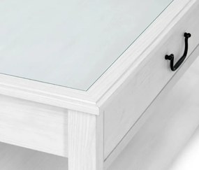 Konferenční stolek se skleněnou deskou / nosnost max. 20 kg / MDF/sklo / bílá