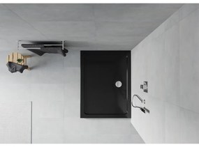 Mexen Flat obdélníková vanička do sprchového koutu slim 100 x 90 cm, Černá, sifon Chromovaná - 40709010