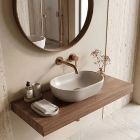 Rea Mira, oválné umyvadlo na desku, 375x255x120mm, béžová-imitace kamene, REA-U3224