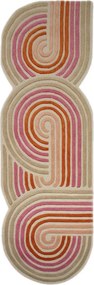 Růžový ručně tkaný vlněný běhoun 80x300 cm Spiral Shaped – Flair Rugs