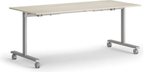 Mobilní stůl MATCH, 180x80 cm, šedá podnož, dub přírodní