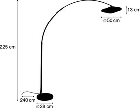 Moderní oblouková lampa černá s orientálním stínítkem a bambusovou konstrukcí 50 cm - XXL Rina