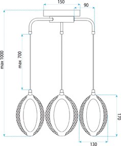 Toolight Toolight, LED závěsné svítidlo G176-3CP, zlatá lesklá, OSW-07820