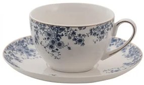 Porcelánový šálek s podšálkem BLUE LOWERS