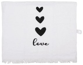Bílý froté ručník se srdíčky a nápisem Love – 40x66 cm