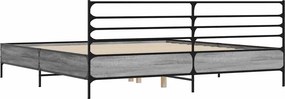 Rám postele šedý sonoma 200 x 200 cm kompozitní dřevo a kov 3280065