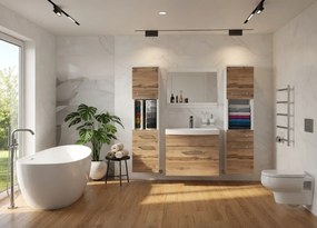 Koupelnový nábytek skříňky s umyvadlem a zrcadlem dubové dub wotan dub sonoma  ROD PRIMO M 6/0/W/DW/0/ZINC