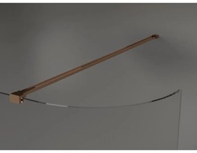 Mexen Kioto, zaoblená sprchová zástěna 110 x 200 cm, 8mm čiré sklo, růžové zlato profil, 800-110-101-60-06