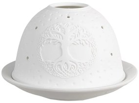 Bílý porcelánový svícen na čajovou svíčku strom Paollo - Ø 12 * 8 cm