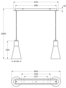 Fabas 2753/46/138 - Lustr na lanku DIANA 2xE27/60W/230V