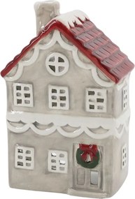 Šedý keramický domek na čajovou svíčku Chamonix – 10,5*7*16 cm