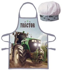 DĚTSKÁ ZÁSTĚRA S ČEPICÍ TRACTOR 45X50 CM, 2X33CM VZOROVANÁ