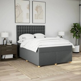 Box spring postel s matrací tmavě šedá 140x200 cm textil 3293618