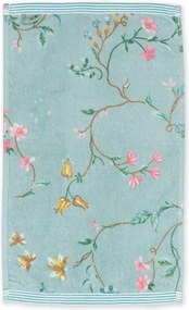 Pip Studio ručníky z bavlněného froté Les Fleurs, modré (Luxusní ručníky z bavlněného froté v designu Les Fleurs v modré barvě)
