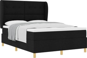 Postel s boxspringem s čelo Černý 190 x 140 cm textil 3340748