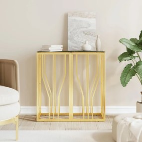 Konzolový stůl zlatý 70 x 30 x 70 cm nerezová ocel a sklo
