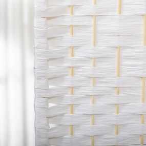 HOMCOM 3-panelová příčka 120x170 cm skládací rozdělení místnosti s dekorací z papírního lana a dřevěným rámem pro ložnici a obývací pokoj