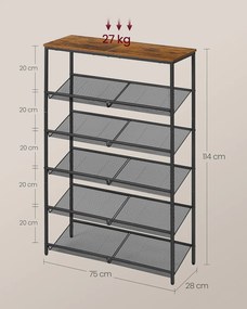 Botník Vasagle Melas 114 cm černý/hnědý