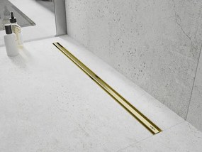 Mexen Flat 360° Slim otočný lineární odtok 50 cm, zlatý kartáčovaný - 1A41050