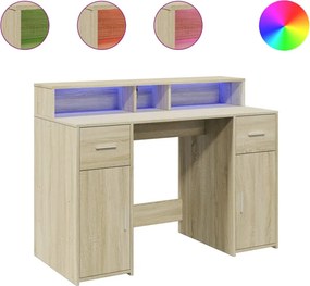 Psací stůl s LED dub sonoma 120 x 55 x 91 cm kompozitní dřevo 3309413
