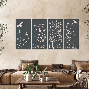 dřevo života 4dílný dřevěný strom PODZIM II Zvolte barvu dekoru: Antracitová, Rozměry šxv (cm): 340x160