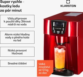 Klarstein Ice Volcano 2G, výrobník ledu, 12 kg/24 h, 2 l, LED, červený