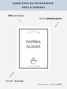 Samolepka na kořenky PAPRIKA SLADKÁ bílá 3 × 4 cm základní písmo