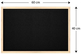 Černá korková nástěnka 90 x 60 ALLboards NATURAL TKBLACK96D