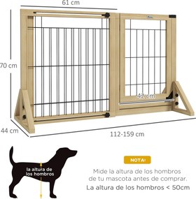 PawHut Dřevěná bariéra pro psy 112-159x70 cm Rozšiřitelná zvířecí brána s trojúhelníkovými podpůrnými nohami pro dveře, chodby a schodiště - přírodní…