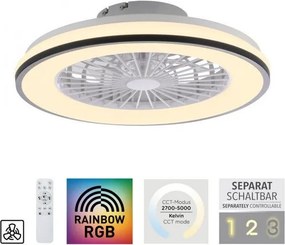 LD 14447-18 LED stropní ventilátor CCT RGB změna barev dálkový ovladač, RGB/2700-6500K - JUST LIGHT