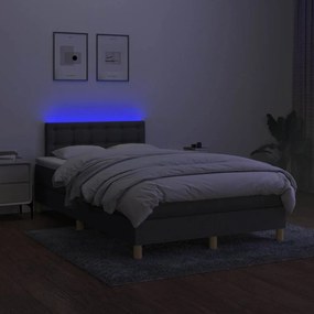 Box spring postel s matrací a LED tmavě šedá 120x200 cm textil 3134022