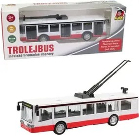 MaDe 09026 - Trolejbus kovový na zpětný chod, 16 cm