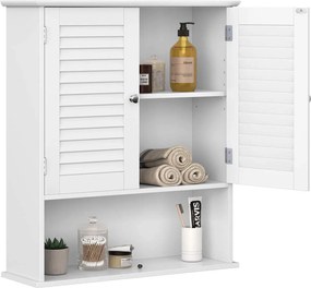 Nástěnná koupelnová skříň, bílá 60x20x70cm